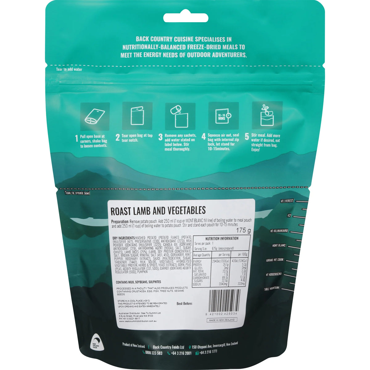 BACK COUNTRY CUISINE ROAST LAMB & VEGETABLES – Combat Kit Australia