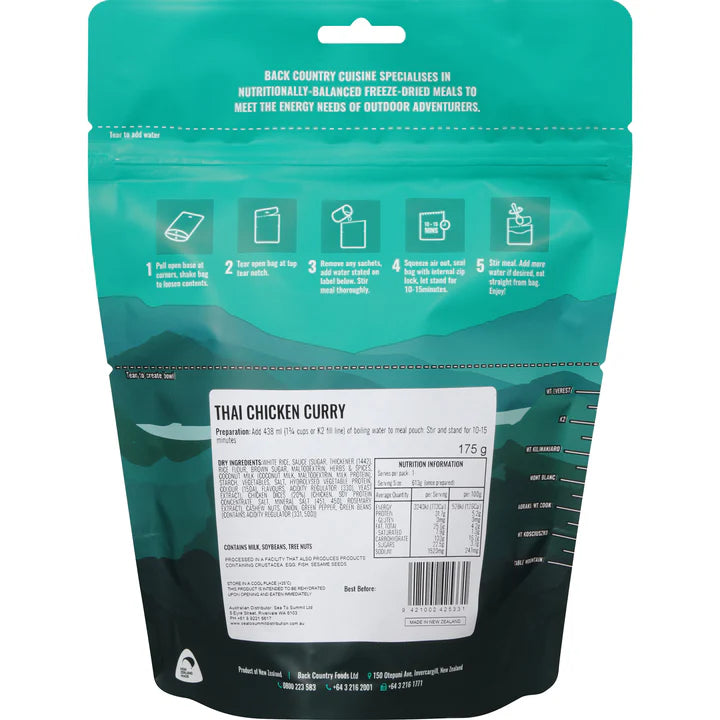 BACK COUNTRY CUISINE THAI CHICKEN CURRY - REGULAR – Combat Kit Australia